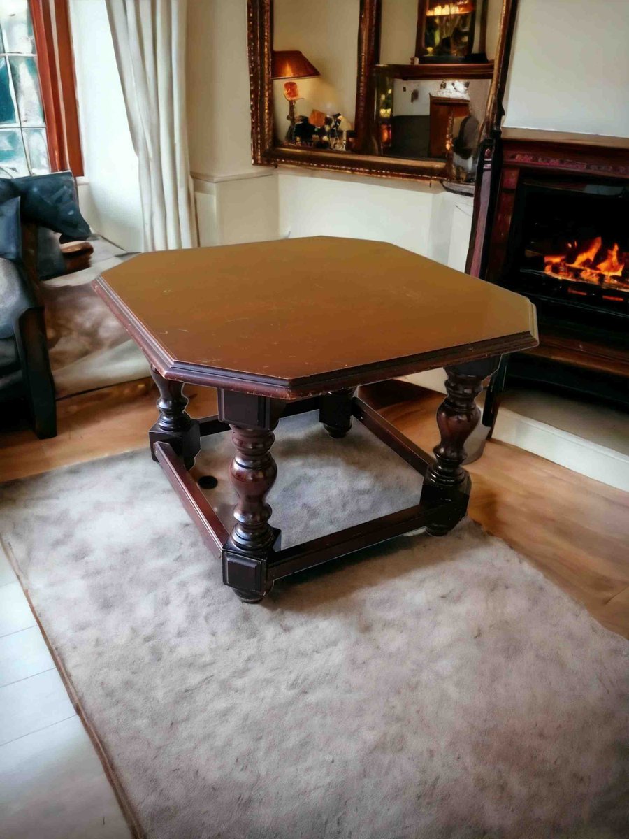 Octagonal Walnut Coffee Table for sale at Pamono