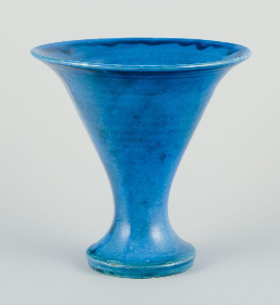 Trumpet-Shaped Turquoise Glazed Ceramic Vase from Kähler, Denmark ...