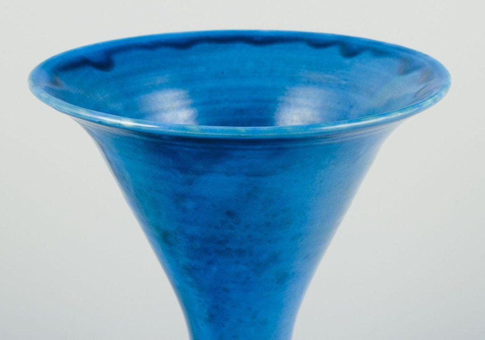 Trumpet-Shaped Turquoise Glazed Ceramic Vase from Kähler, Denmark ...
