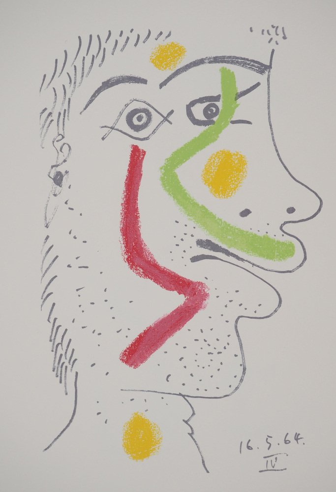 Pablo PICASSO: The Taste of Happiness, Self-portrait in Red and Green ...