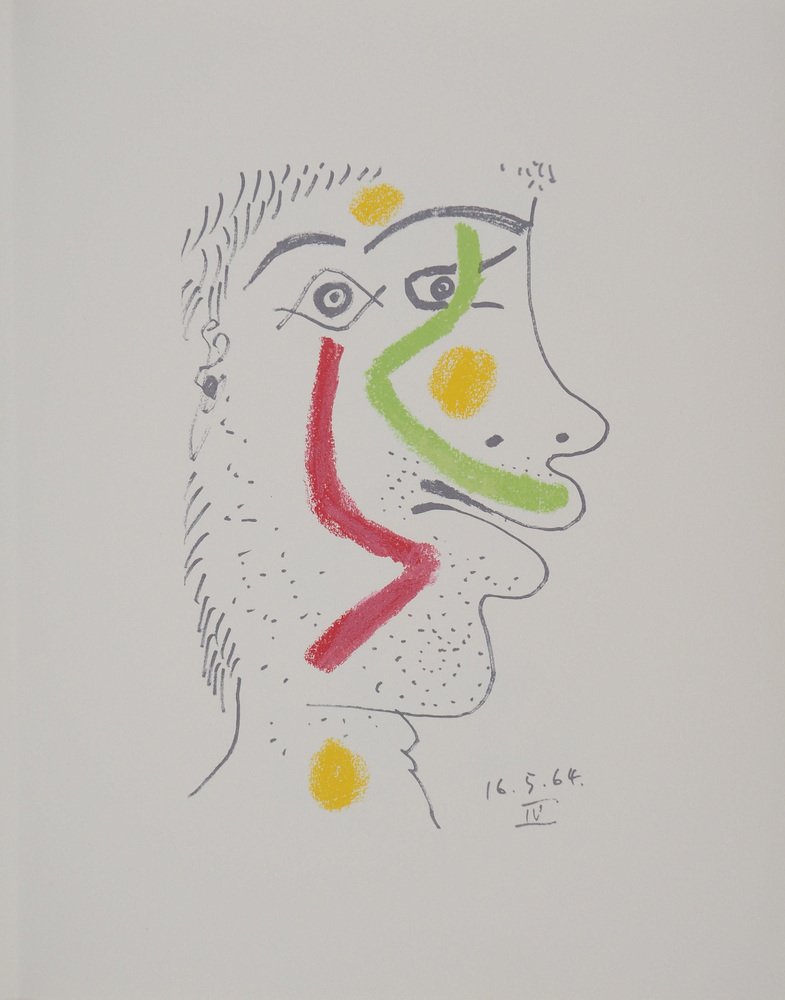 Pablo PICASSO: The Taste of Happiness, Self-portrait in Red and Green ...