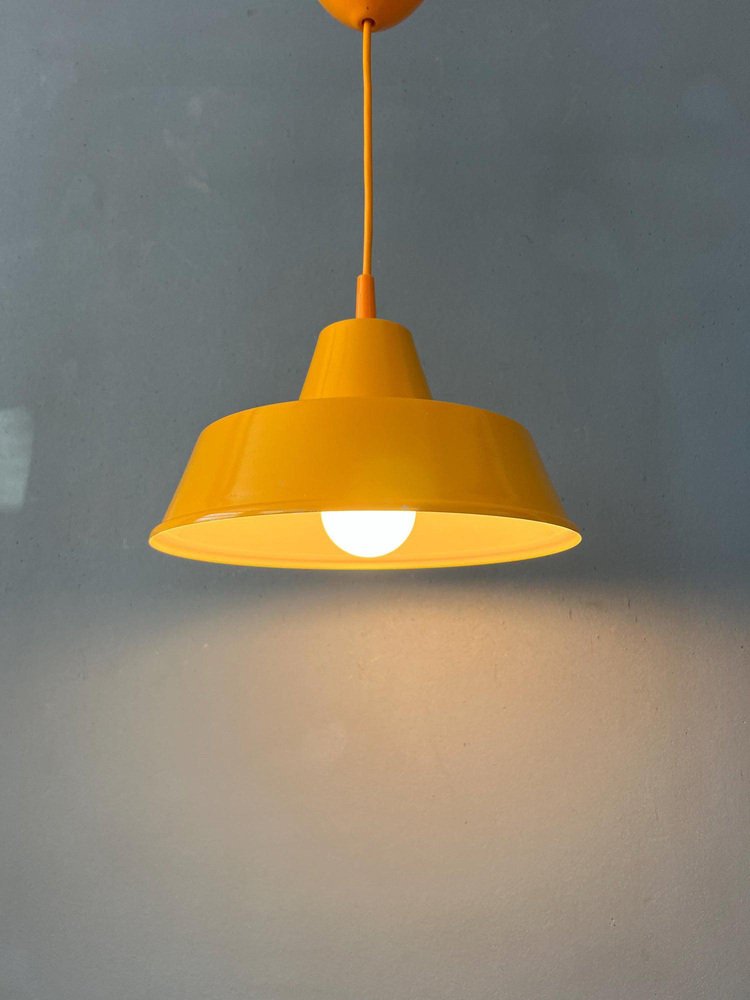 Small Vintage Industrial Yellow Pendant Lamp for sale at Pamono