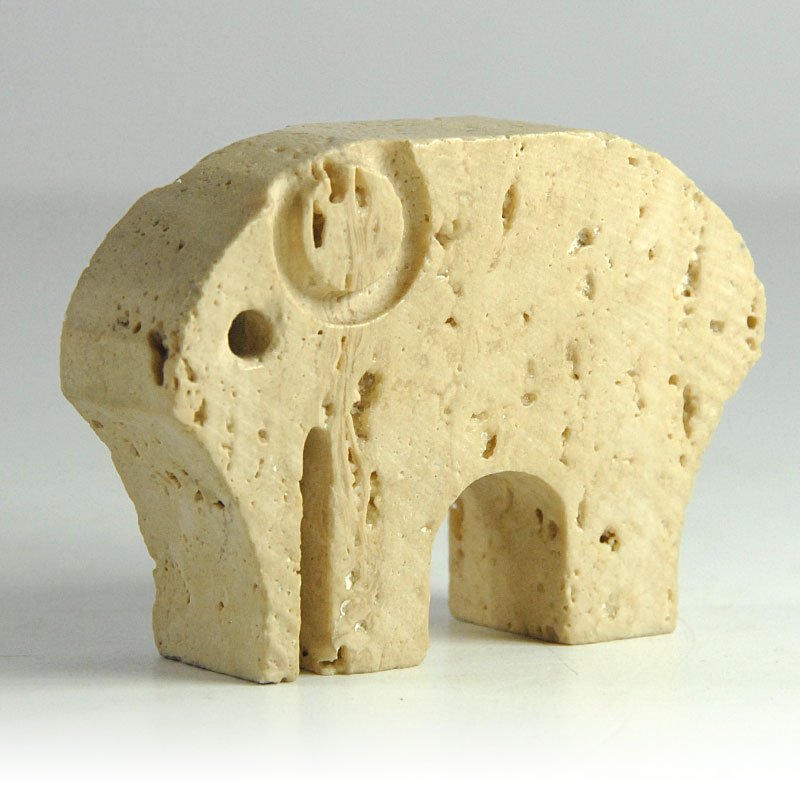 Small Italian Travertine Elephant in the style of Fratelli Manelli ...