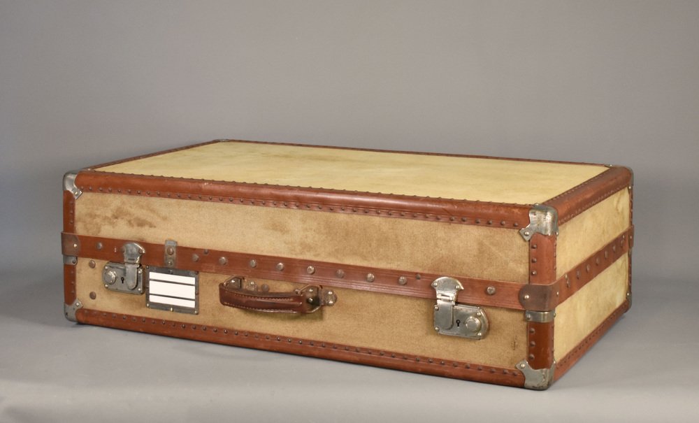 French Antique Steamer Trunk Suitcase, 1920s for sale at Pamono