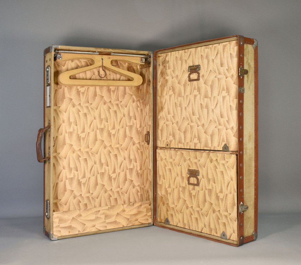 French Antique Steamer Trunk Suitcase, 1920s for sale at Pamono