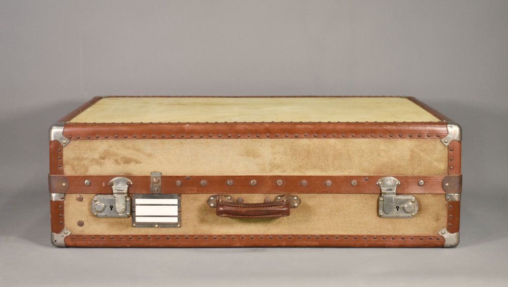 French Antique Steamer Trunk Suitcase, 1920s for sale at Pamono