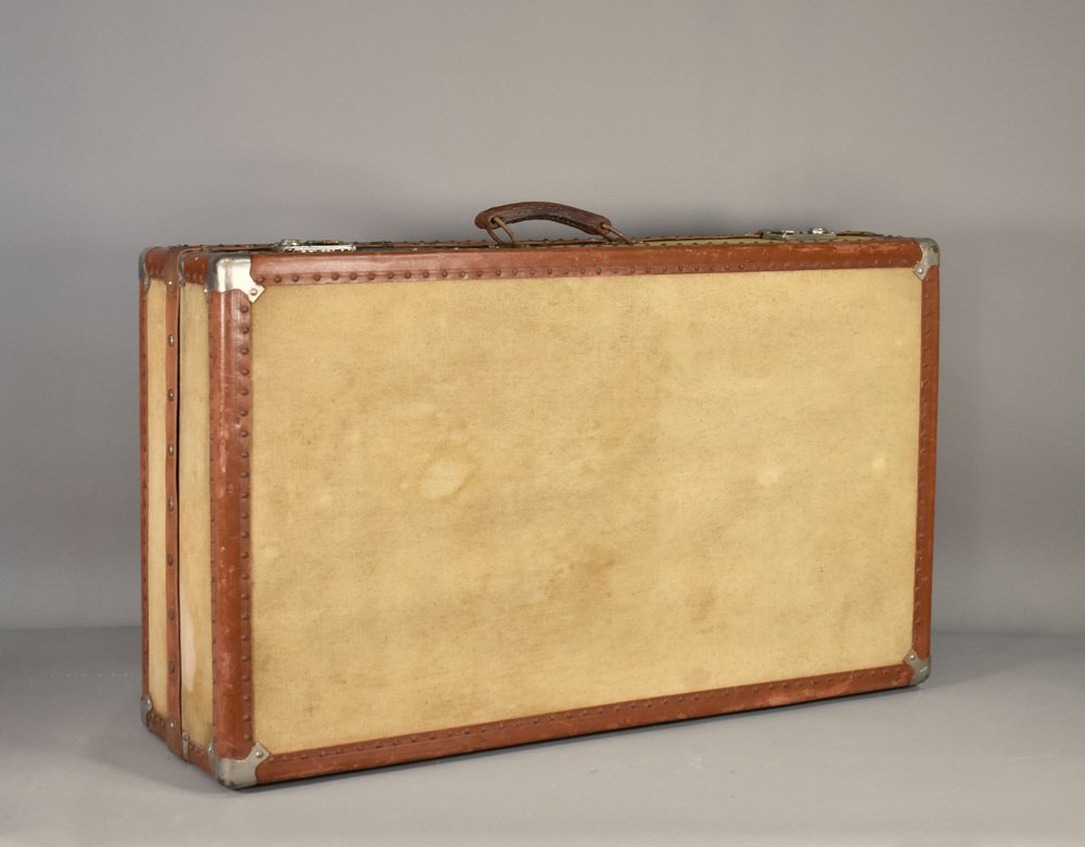 French Antique Steamer Trunk Suitcase, 1920s for sale at Pamono
