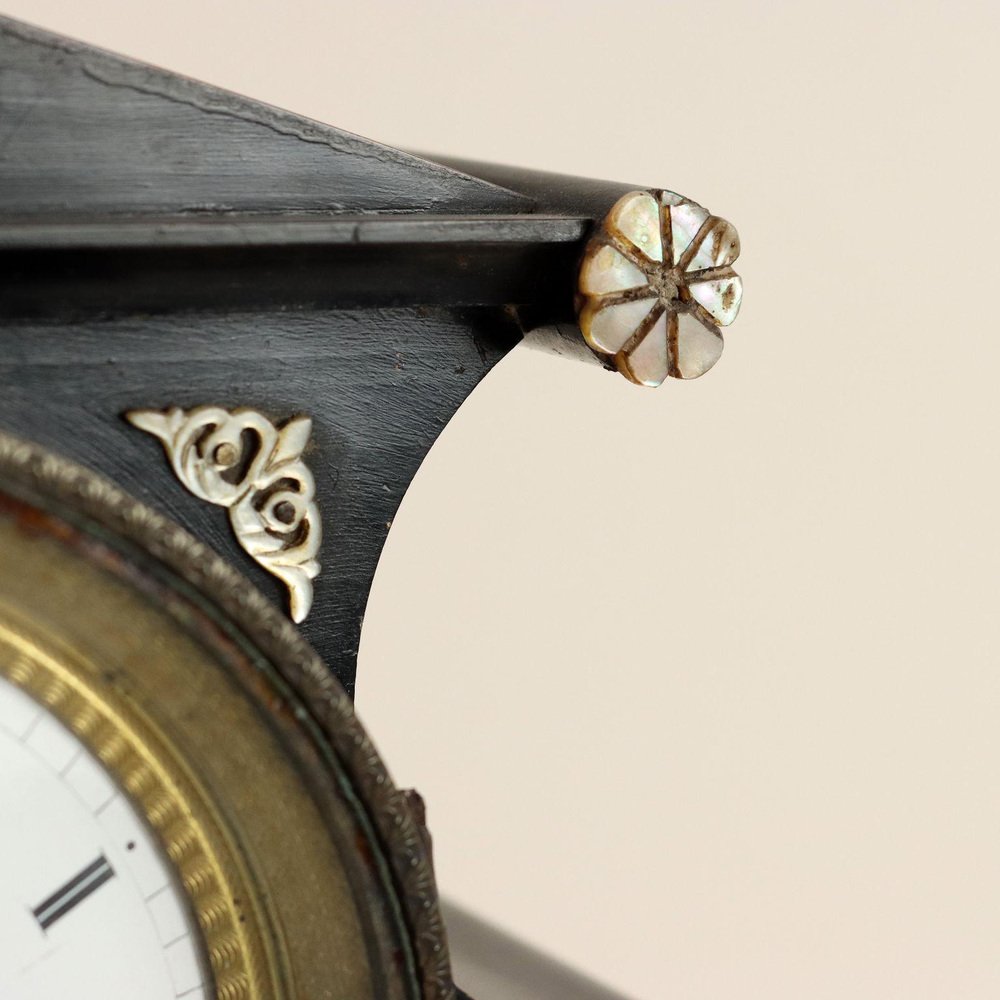 Wooden Temple Clock with Alabaster for sale at Pamono