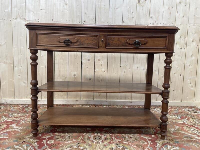 Napoleon III Console Table in Walnut and White Marble for sale at Pamono