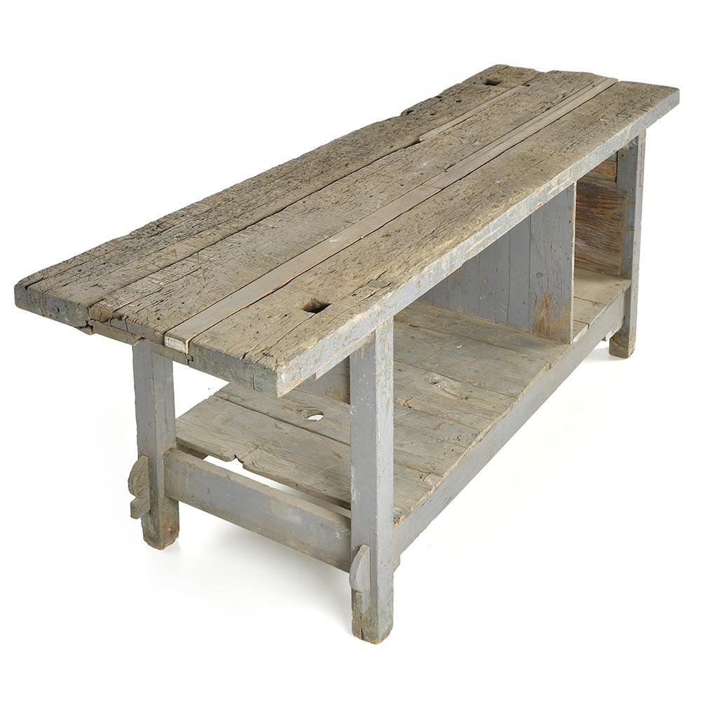 Workbench in Weathered Solid Wood for sale at Pamono