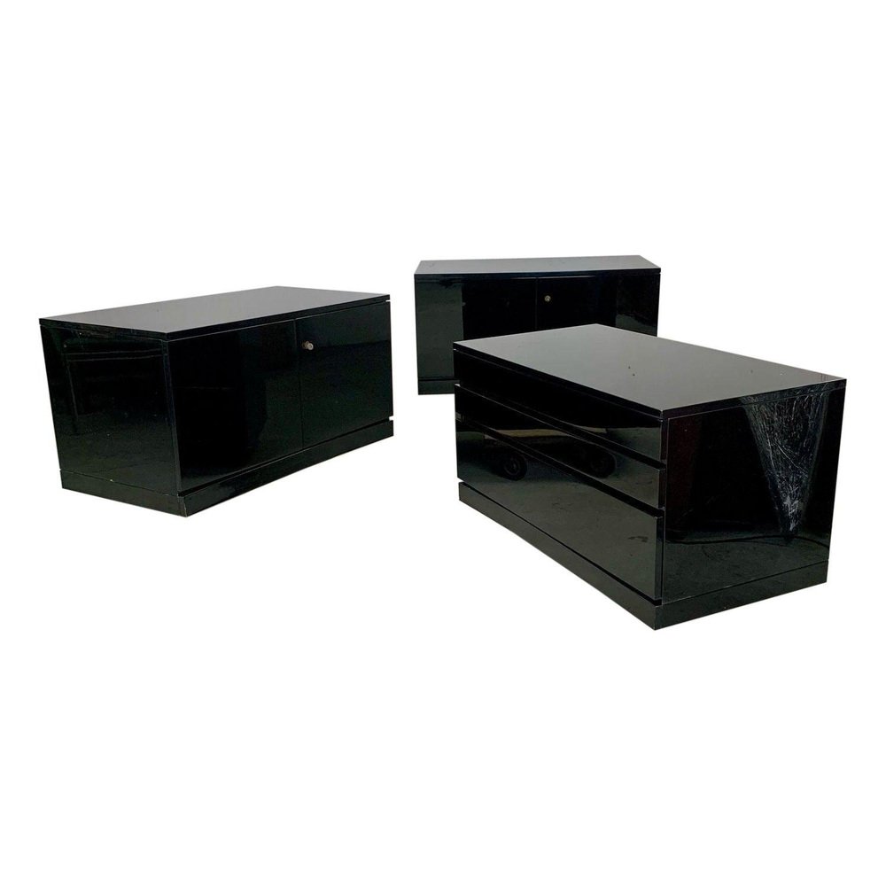 Three Glossy Lacquered Storage Modules, 1970s, Set of 3 for sale at Pamono
