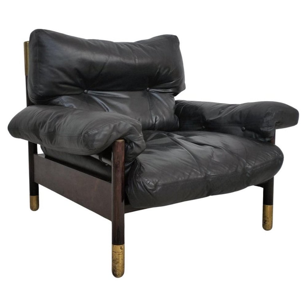 Sella Leather and Wooden Armchair attributed to Carlo De Carli for ...