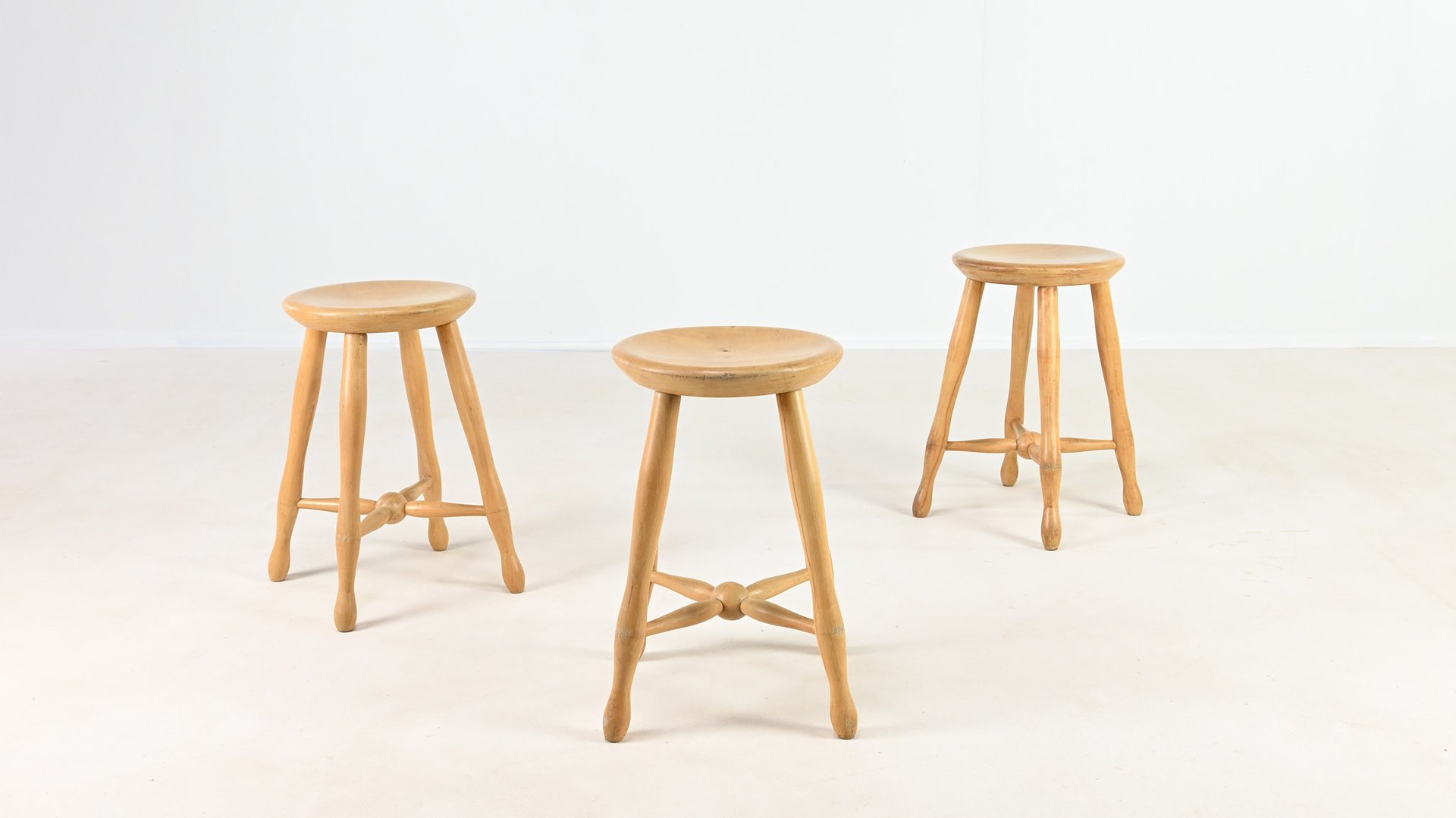 Danish Stool in Beech, 1960s for sale at Pamono