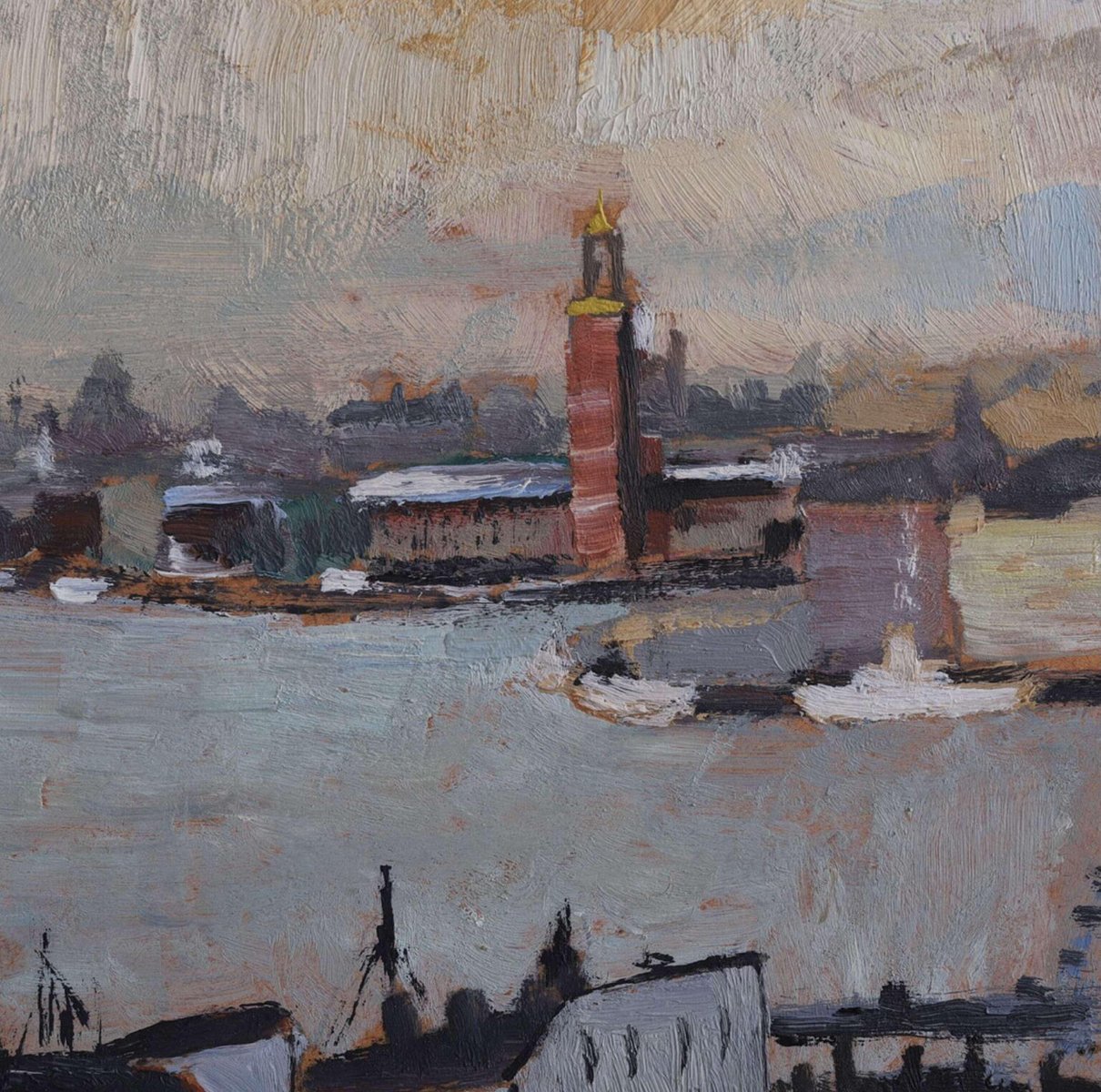 Stockholm Station, Oil on Panel, Framed for sale at Pamono