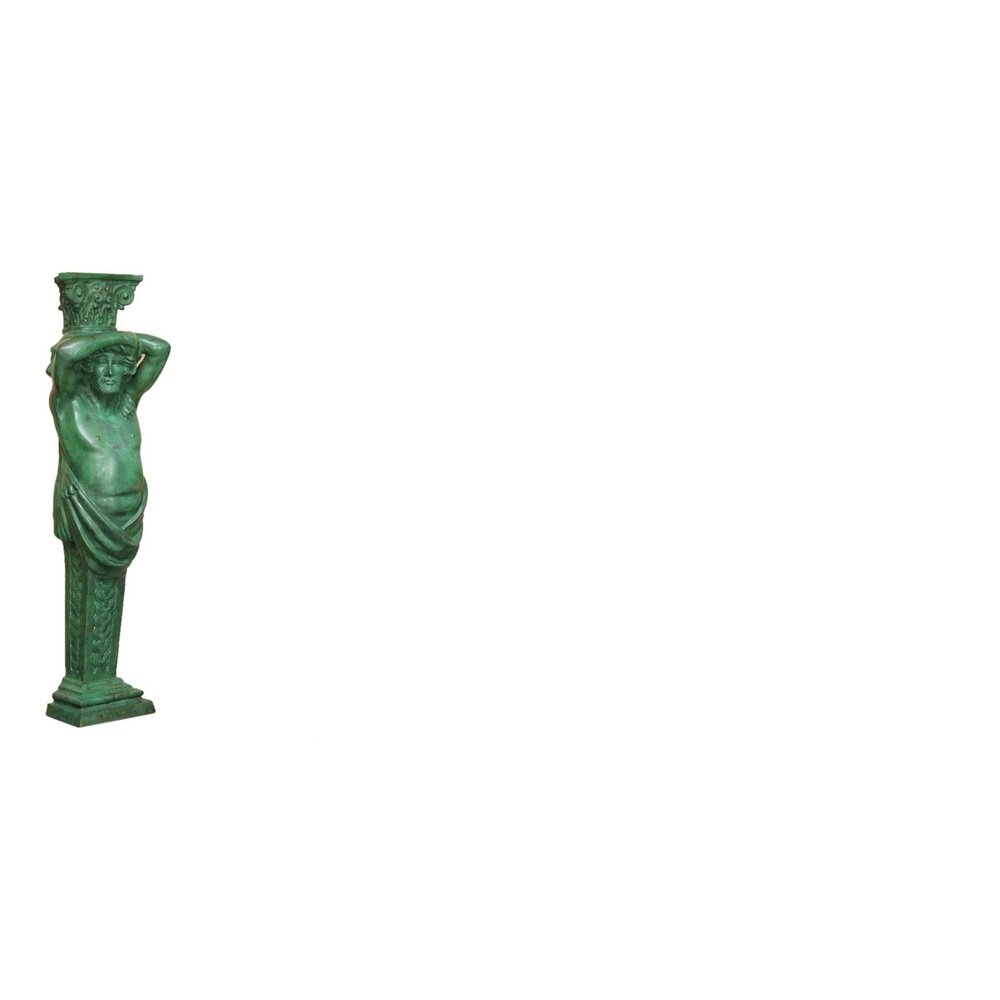 Tall Vintage Greco Roman Style Verdigris Bronze Telamon Term Statue for ...