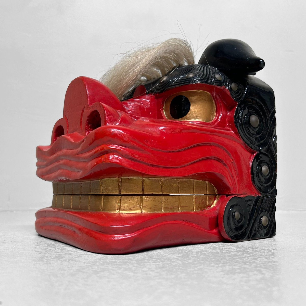 Shishi Lion Mask in Carved Lacquered Wood, 1950s-1960s for sale at Pamono