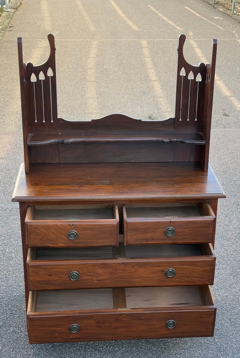 Antique English Dressing Table with Mirror for sale at Pamono