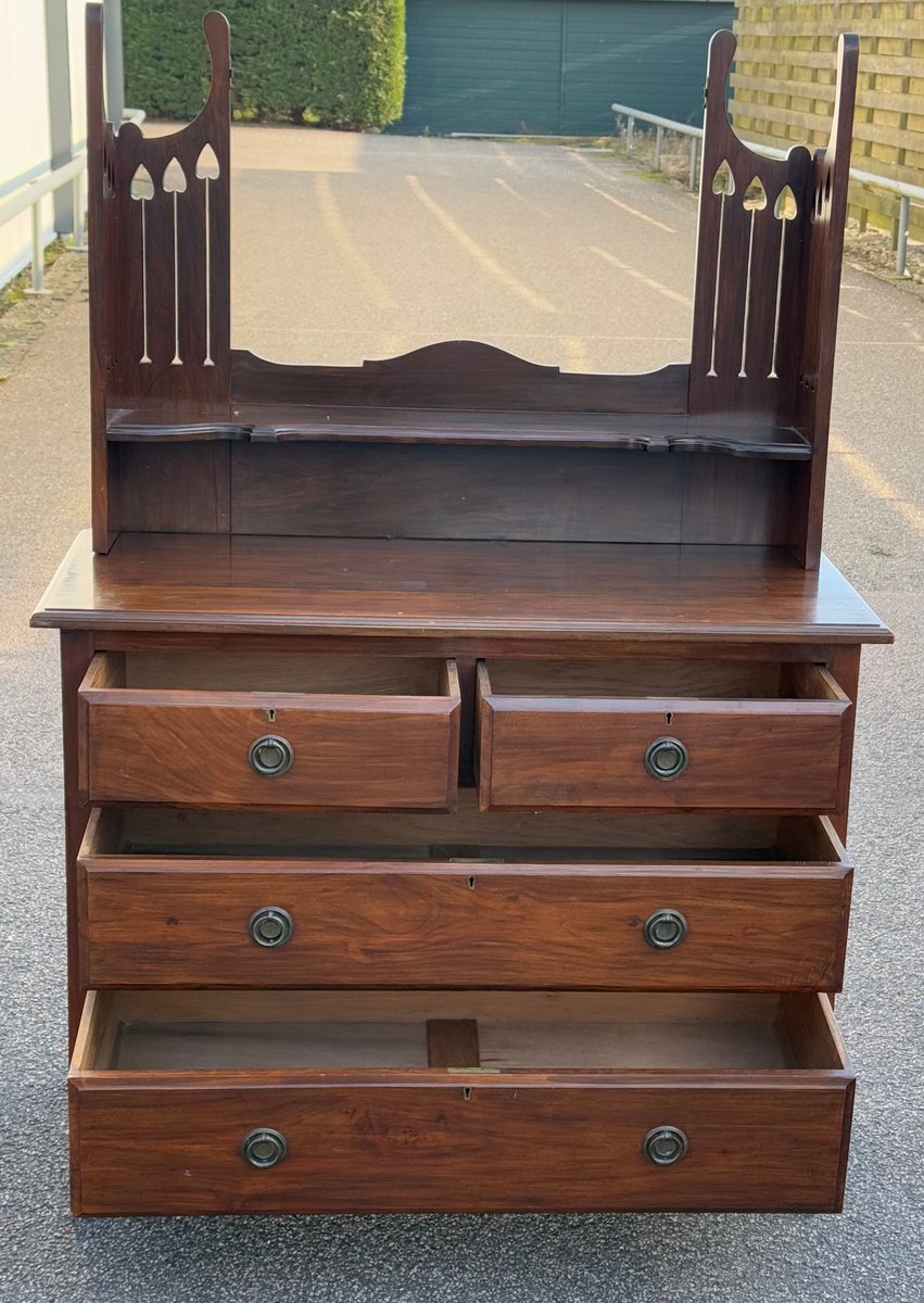 Antique English Dressing Table with Mirror for sale at Pamono