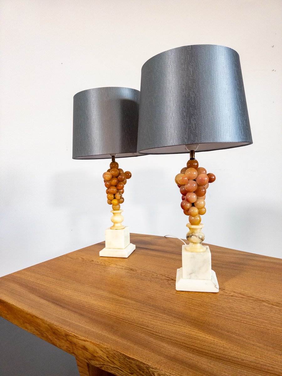 Italian Alabaster Grape Table Lamps, 1950s, Set of 2 for sale at Pamono