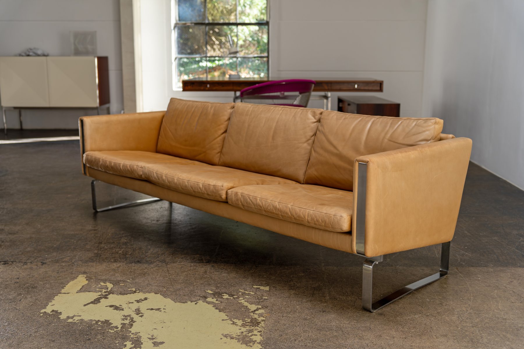 CH-103 Three-Seater Leather Sofa by Hans J. Wegner for Carl Hansen ...
