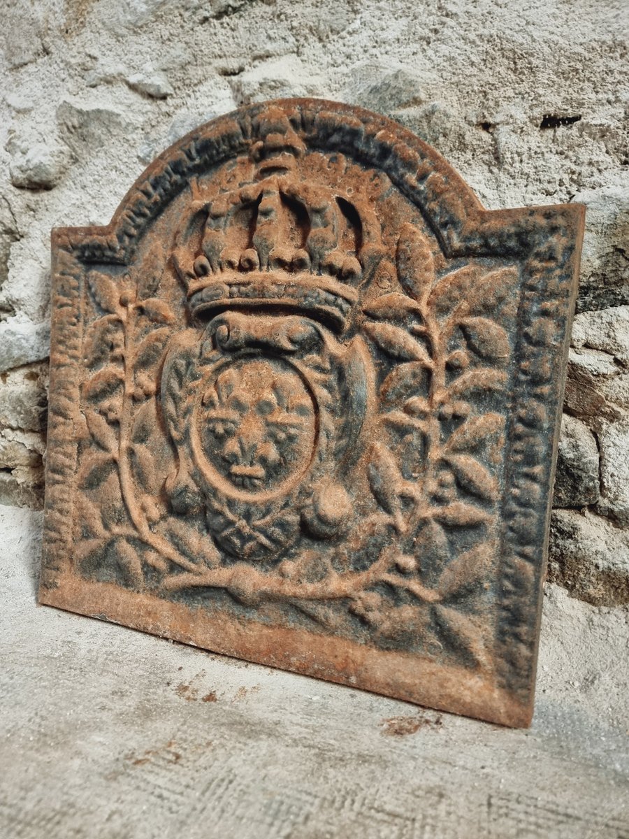 Late 17th Century French Cast Iron Fireback with Crowned Crest for sale ...