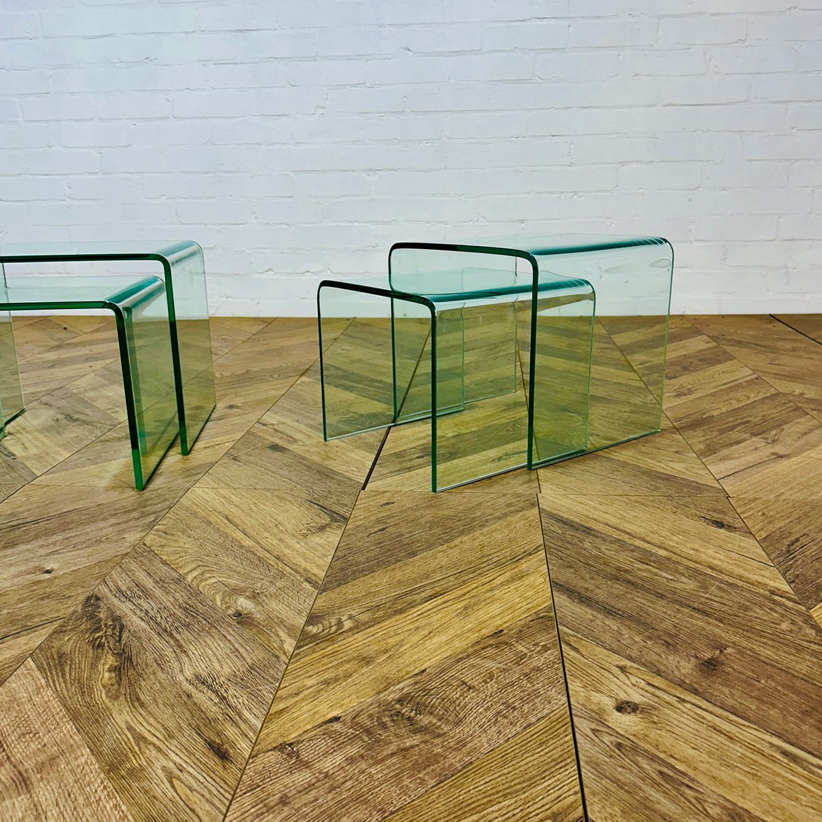 Vintage Italian Glass Waterfall Nesting Tables by Angelo Cortesi for ...