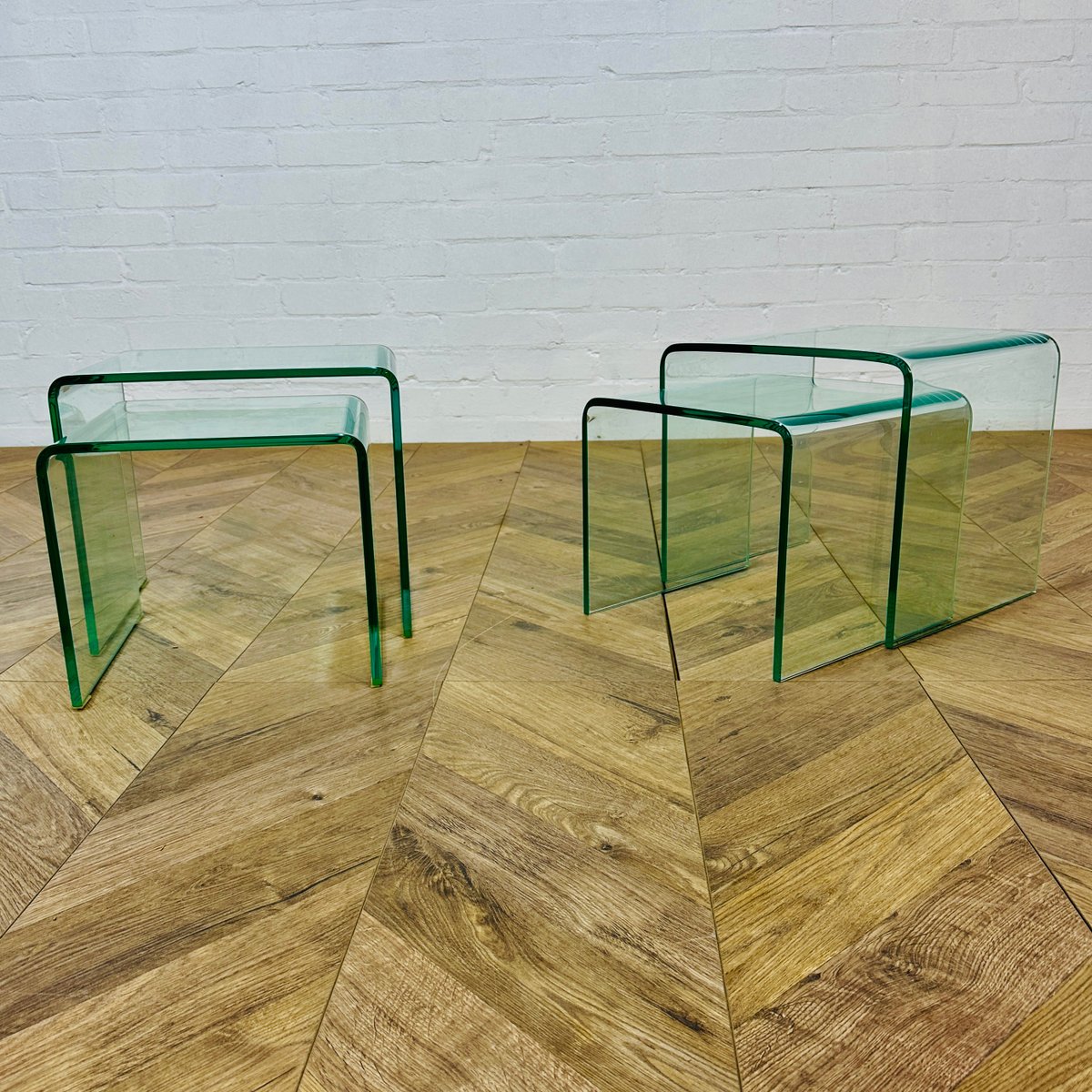 Vintage Italian Glass Waterfall Nesting Tables by Angelo Cortesi for ...