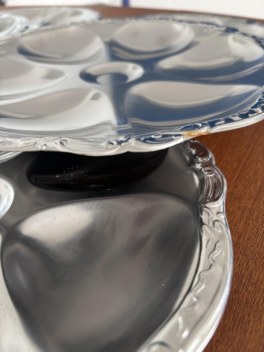 Vintage Silver Metal Shell Plates, Set of 6 for sale at Pamono