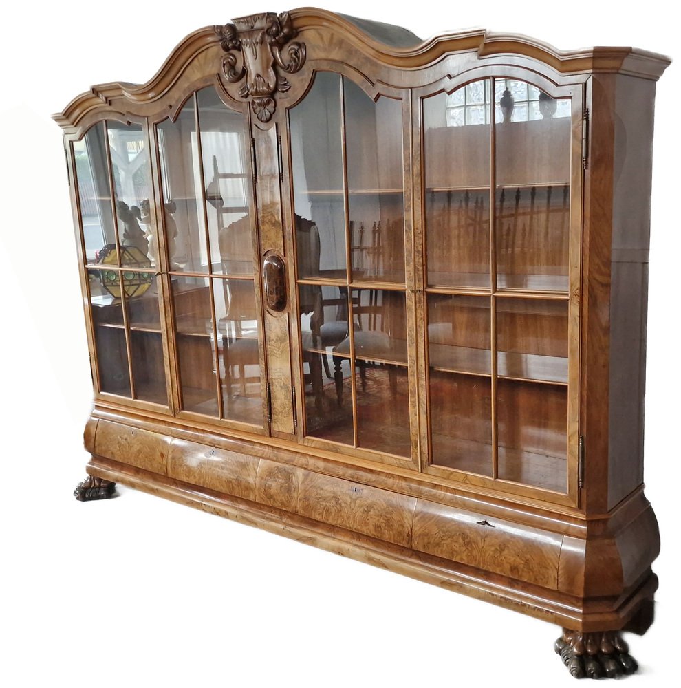 Large Antique Display Cabinet in Walnut Veneer for sale at Pamono