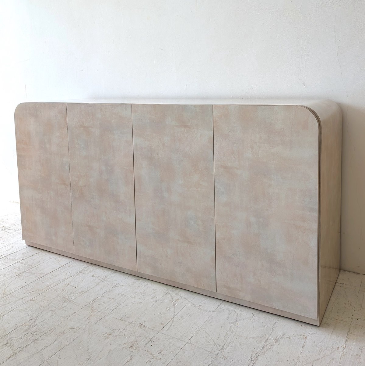 Vintage Postmodern Pastel Pink & Blue Peach Laminate Waterfall ...