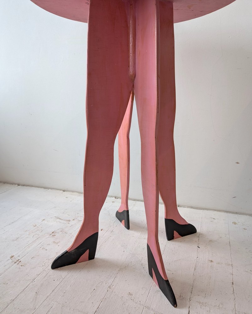 Vintage American Surrealist Folk Art Four-Legged Painted Wood Table ...