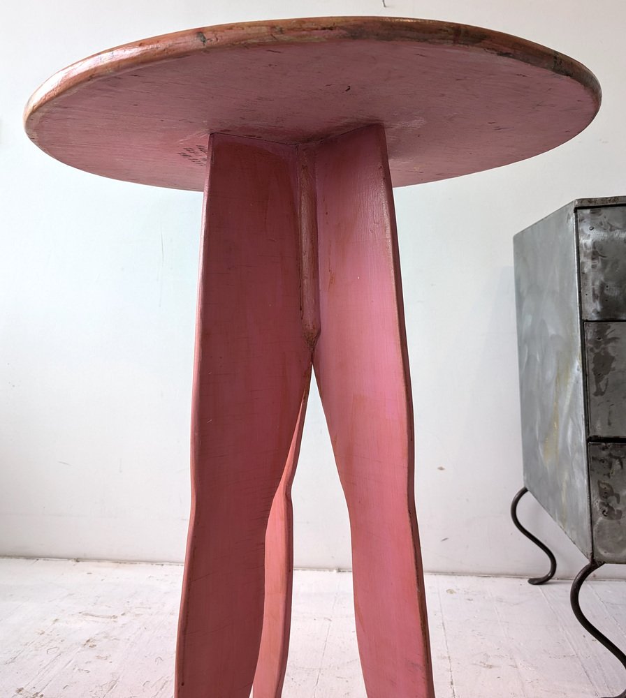 Vintage American Surrealist Folk Art Four-Legged Painted Wood Table ...