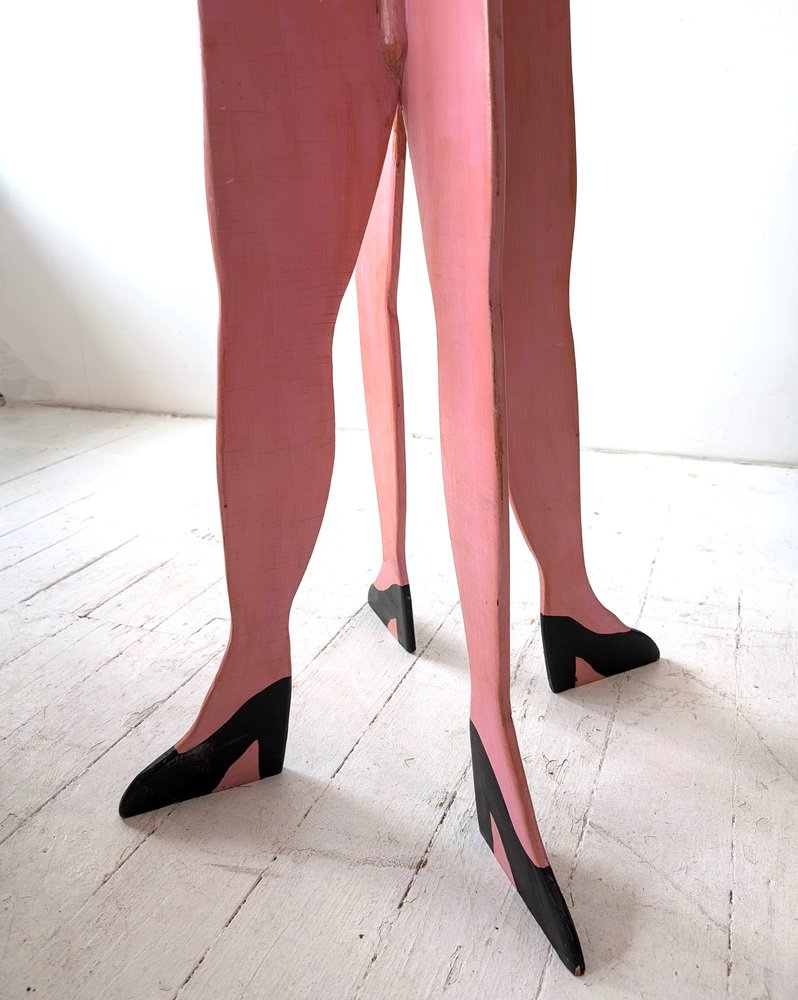 Vintage American Surrealist Folk Art Four-Legged Painted Wood Table ...