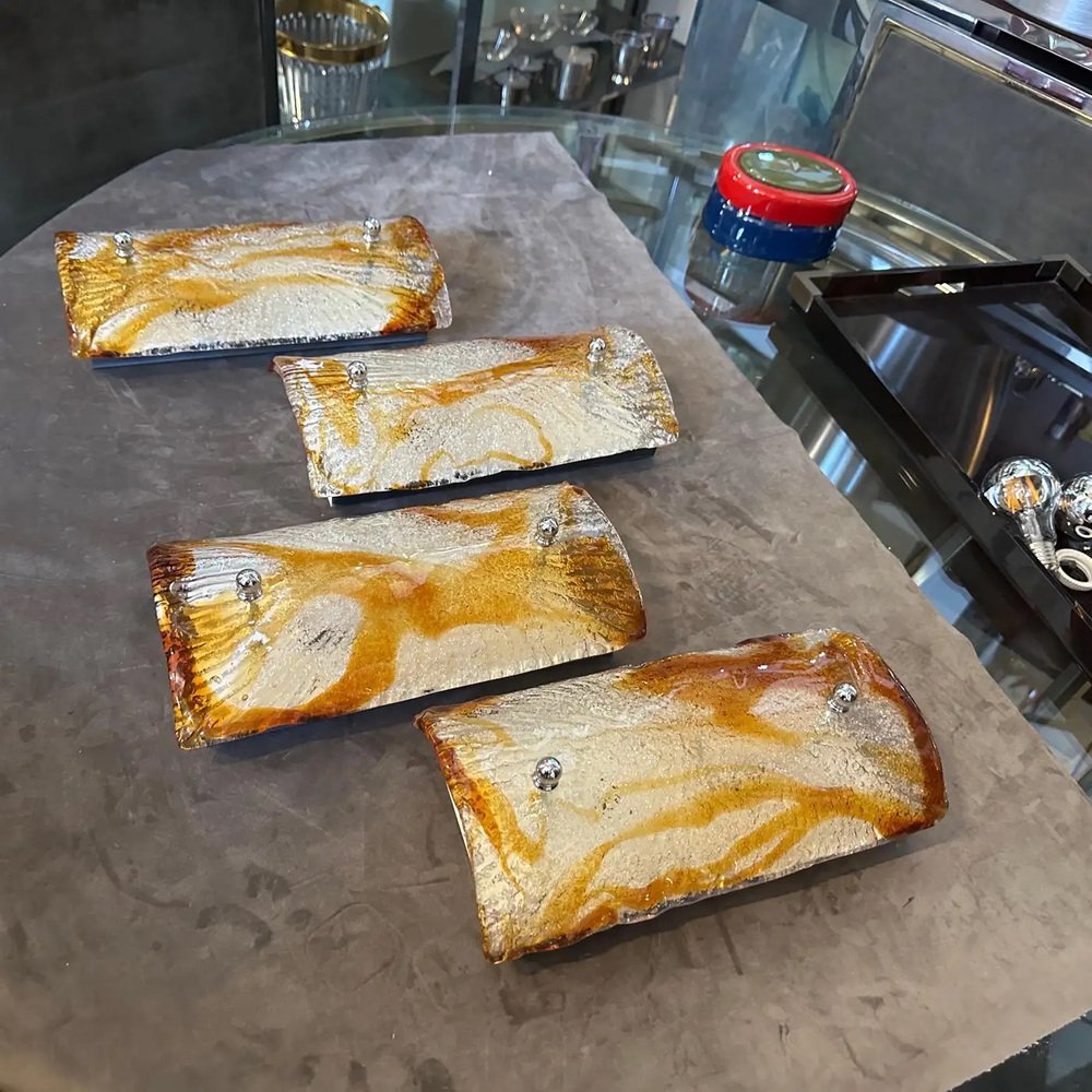 Mid-Century Modern Murano Glass Wall Sconces attributed to Mazzega ...