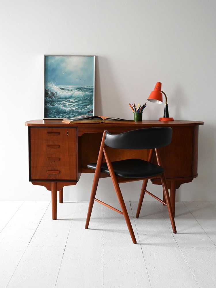 Oval Teak Desk, 1960s for sale at Pamono