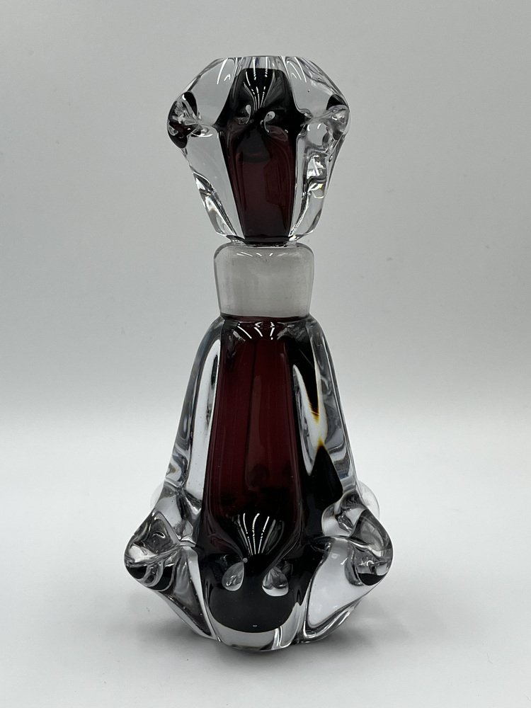 Large Heavy Mid-Century Crystal Flacon Bottole in Ruby Red Glass, 1950s ...