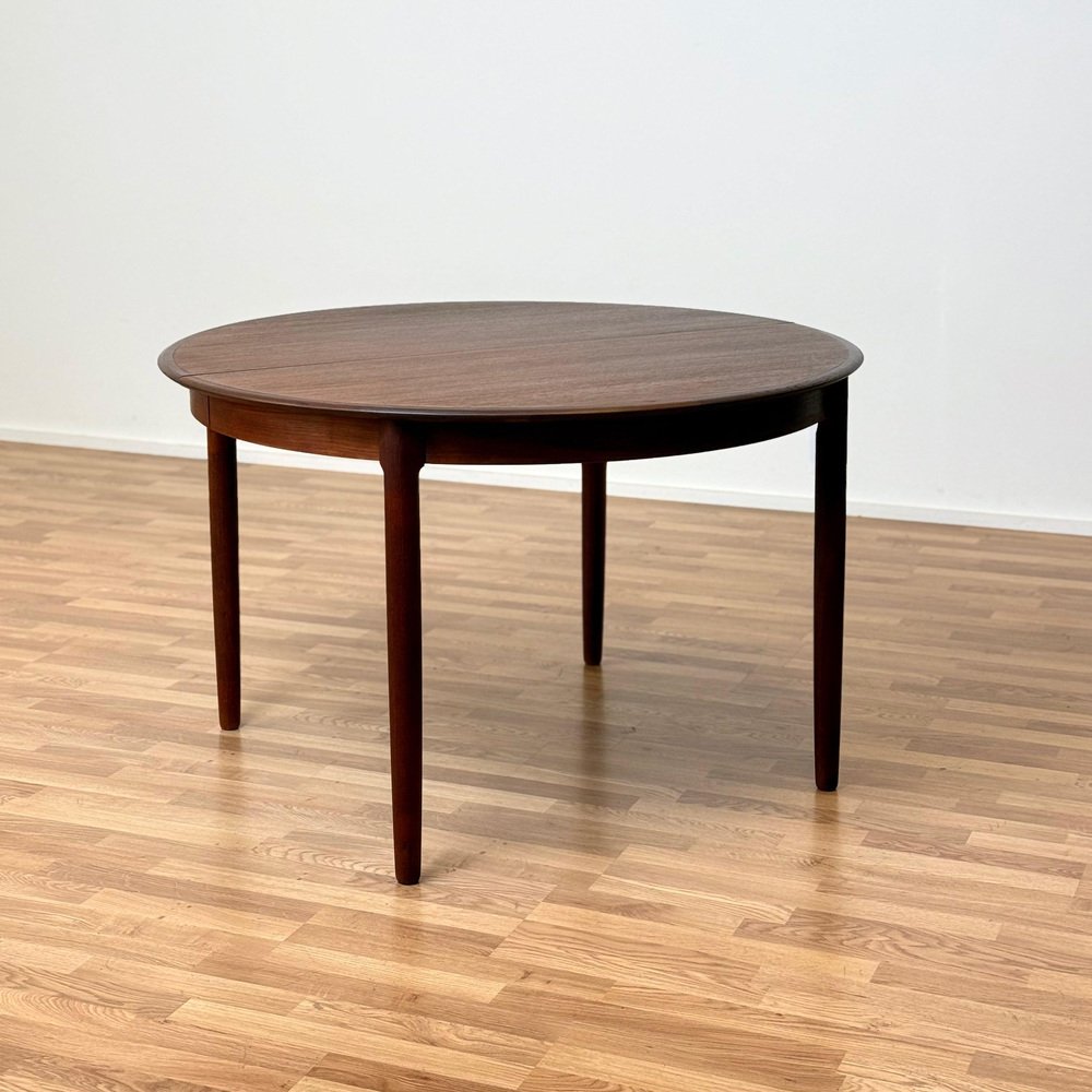 Round Dining Table in Walnut-Stained Teak by Torbjörn Afdal for Bruksbo ...