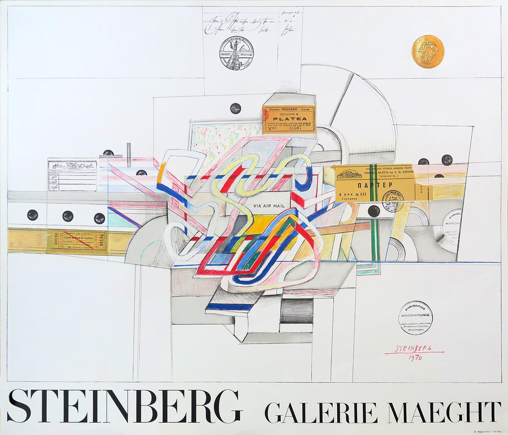 Saul Steinberg, Galerie Maeght Poster on Vellum Paper, 1970s for sale ...