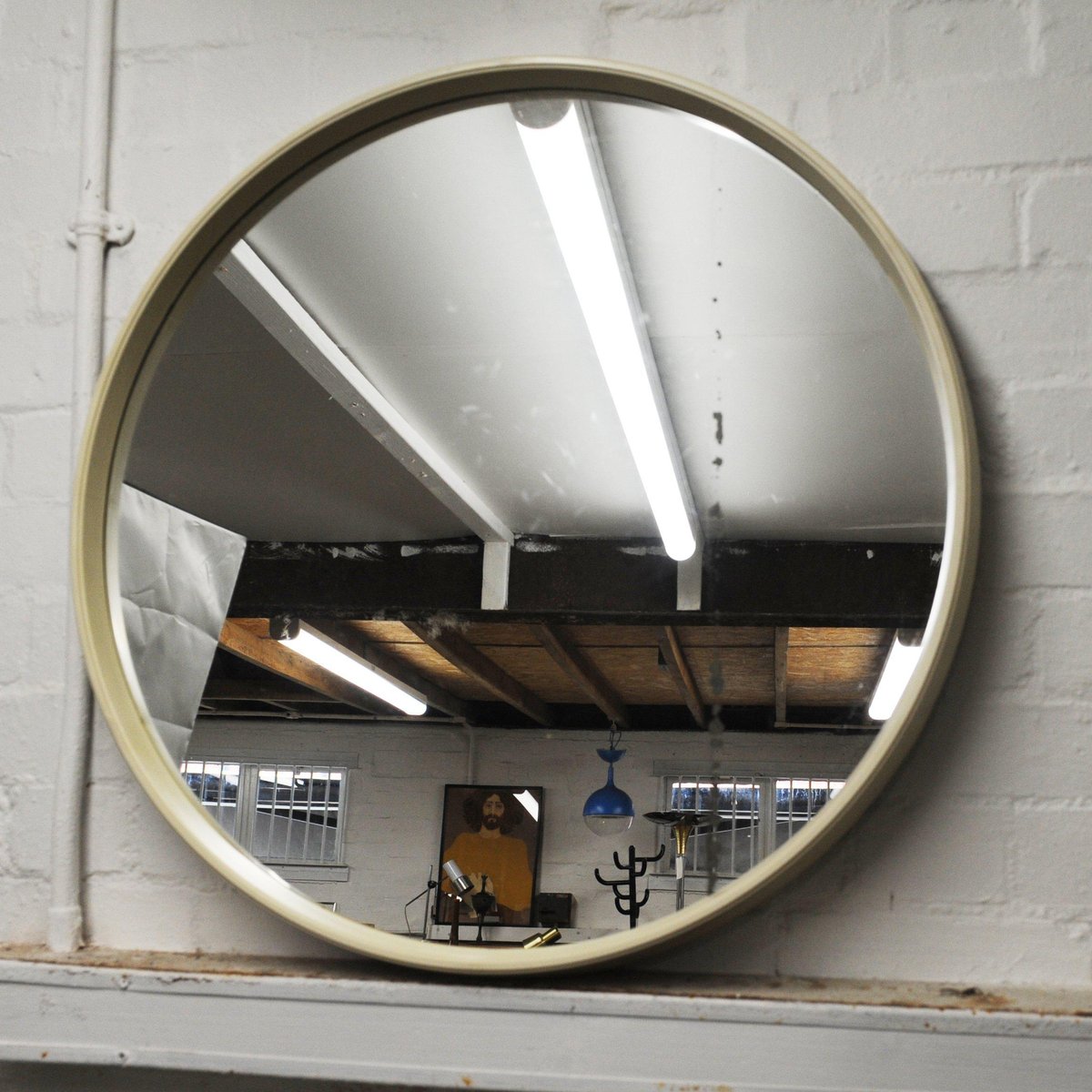 Cream Circular Wall Mirror attributed to Schreiber, 1960s for sale at ...