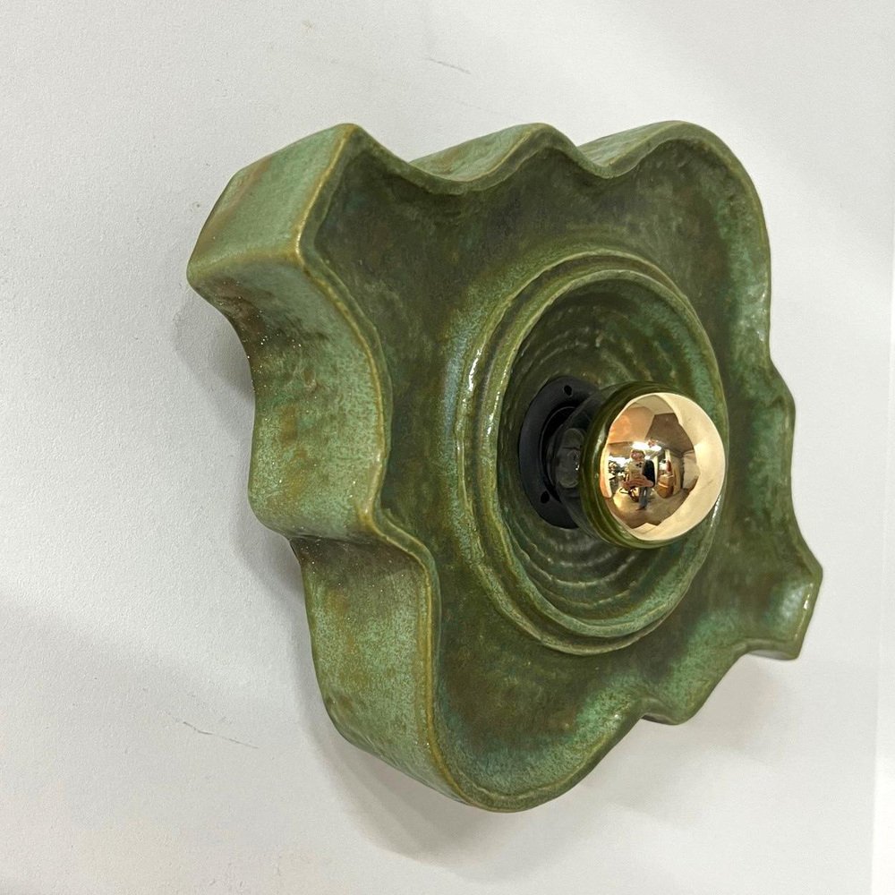 Green Ceramic Wall Light from Keramik, Germany, 1960s for sale at Pamono