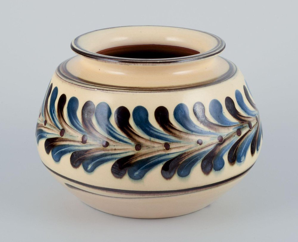 Handmade Ceramic Vase with Cow Horn Technique from Kähler, Denmark ...