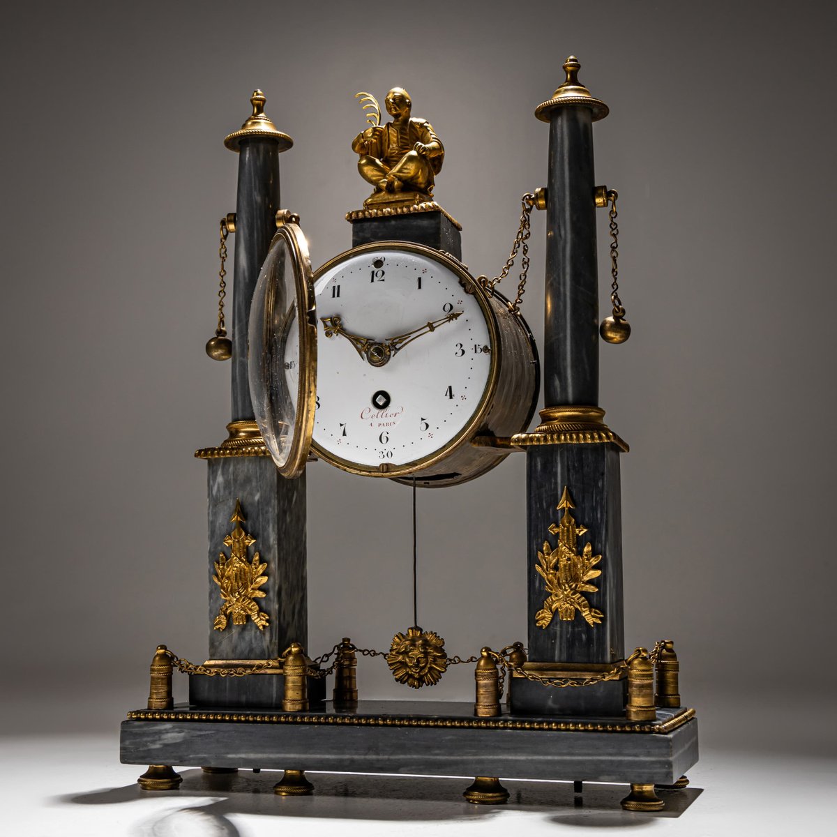 French Portico Clock by Cellier À Paris for sale at Pamono