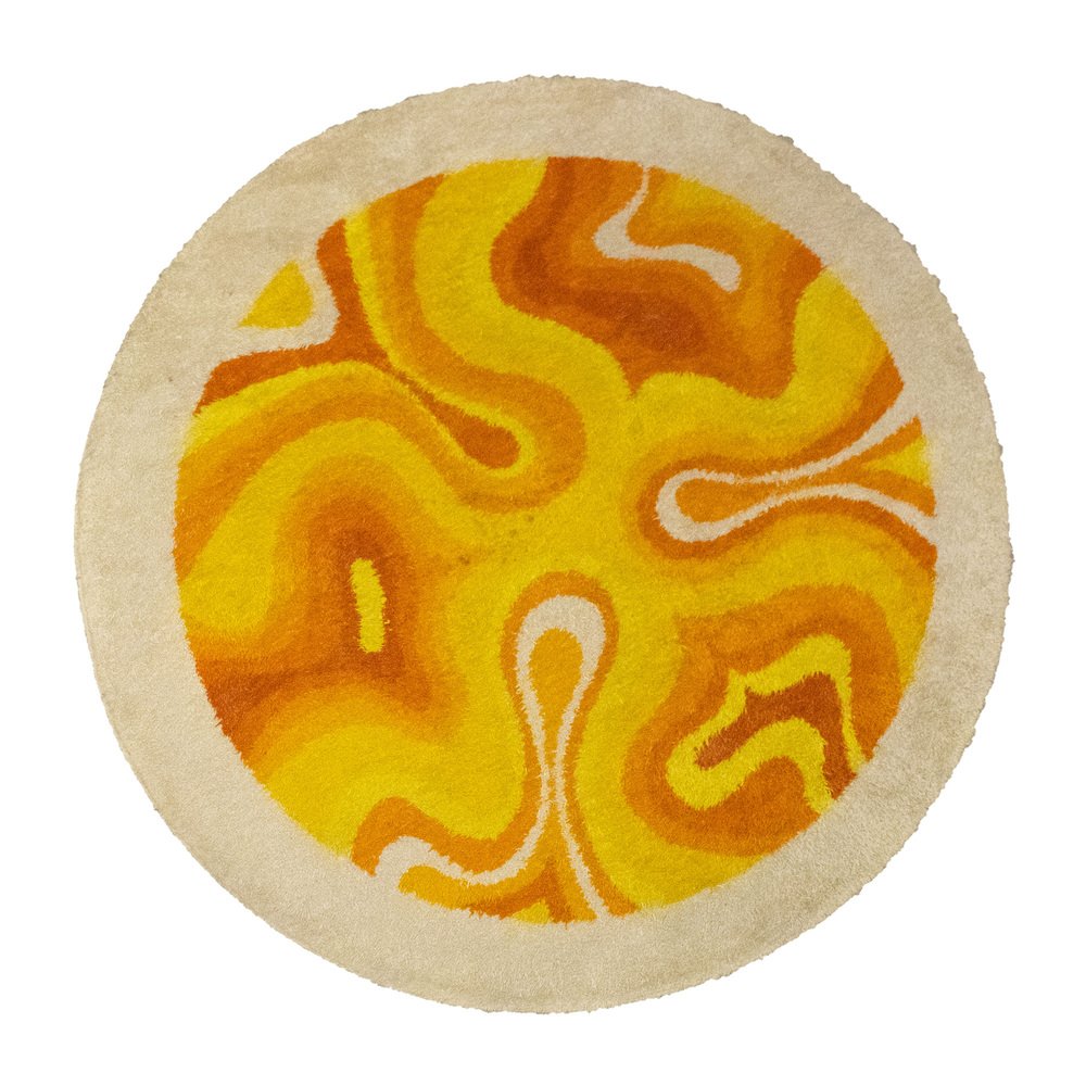 Orange Yellow Round Amoebe Desso Rug, 1970s for sale at Pamono