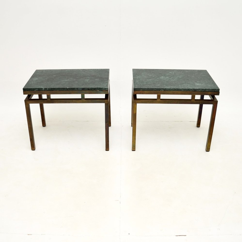 Italienische Vintage Messing Marmor Beistelltische, 1970, 2er Set bei ...