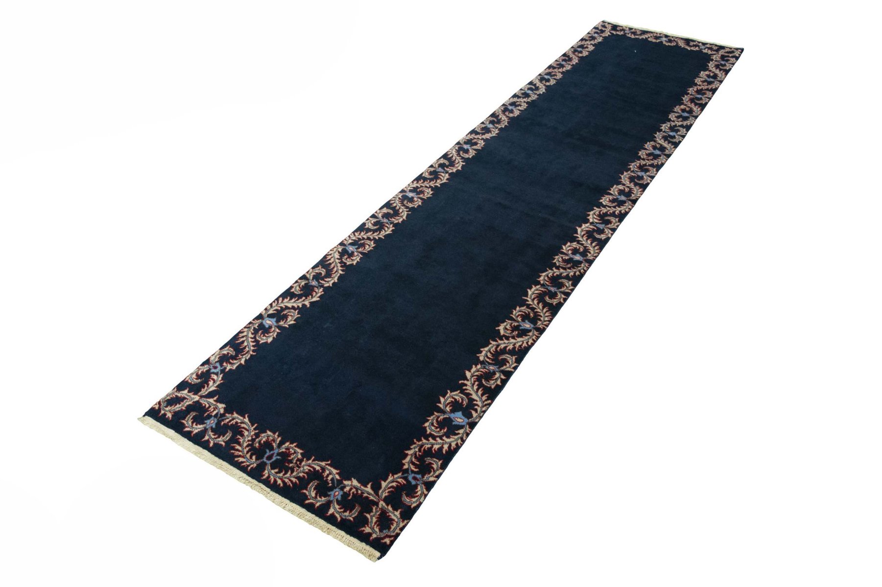 Hand-Knotted Kashan Runner Rug with Floral Border Pattern for sale at ...