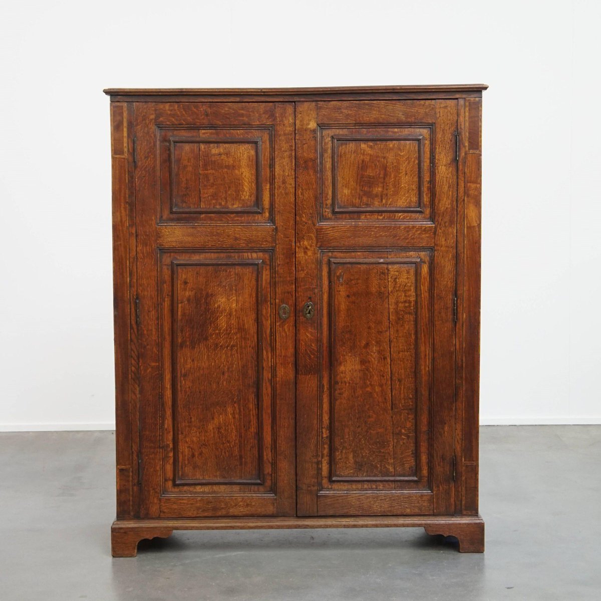 Antique English 2-Door Cupboard with Intarsia Marquetry, 18th Century ...