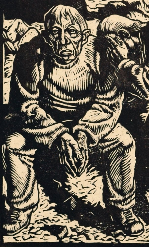 Rudolf Nehmer, The Zero Hour, 1948, Woodcut for sale at Pamono