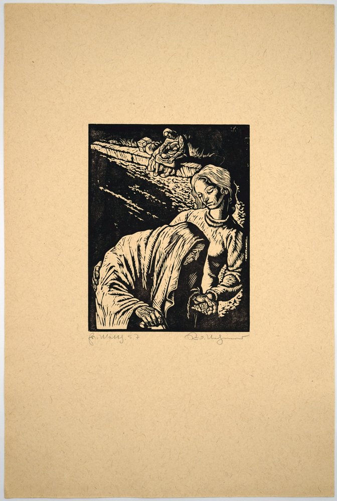 Rudolf Nehmer, Blessed Are the Merciful, 1948, Woodcut for sale at Pamono