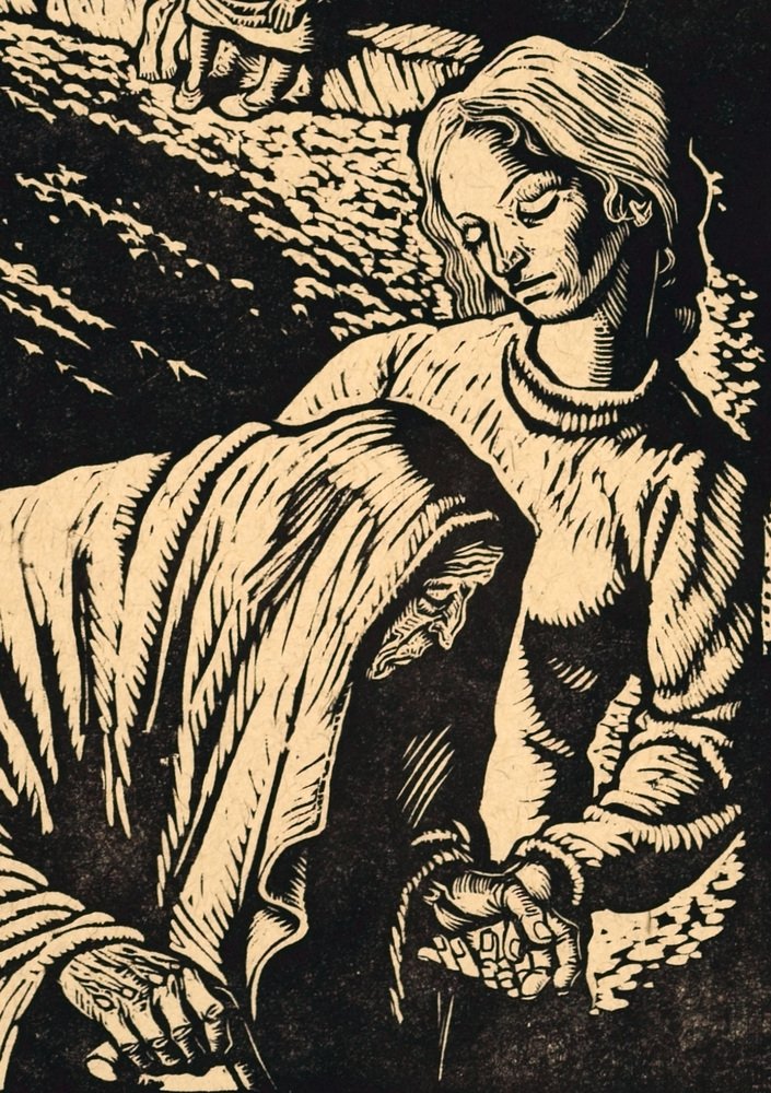Rudolf Nehmer, Blessed Are the Merciful, 1948, Woodcut for sale at Pamono