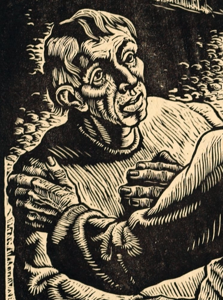 Rudolf Nehmer, The Reconciliation, 1948, Woodcut for sale at Pamono